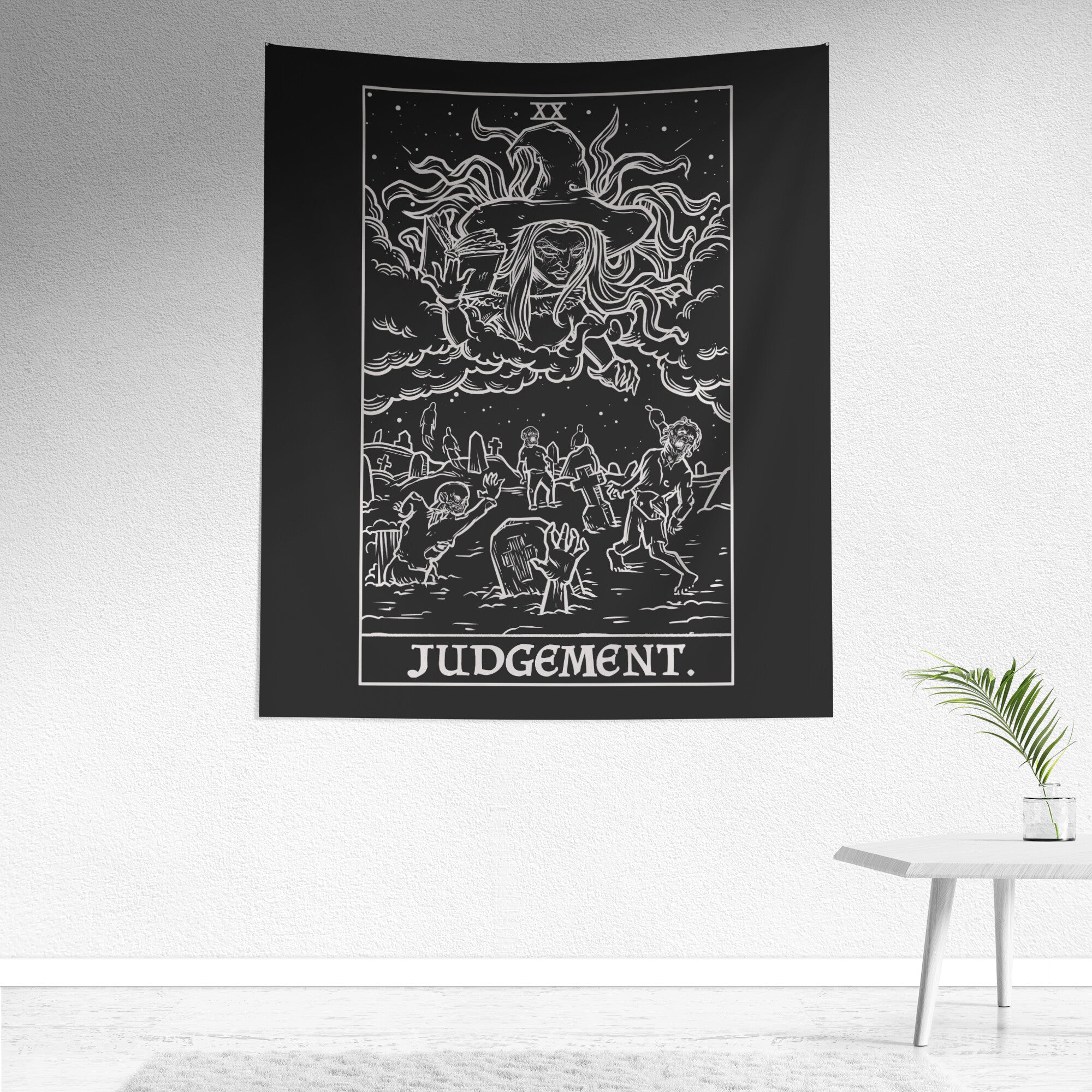 Judgement Tarot Card Tapestry (Black & White) - Terror Tarot Shadow Ed ...