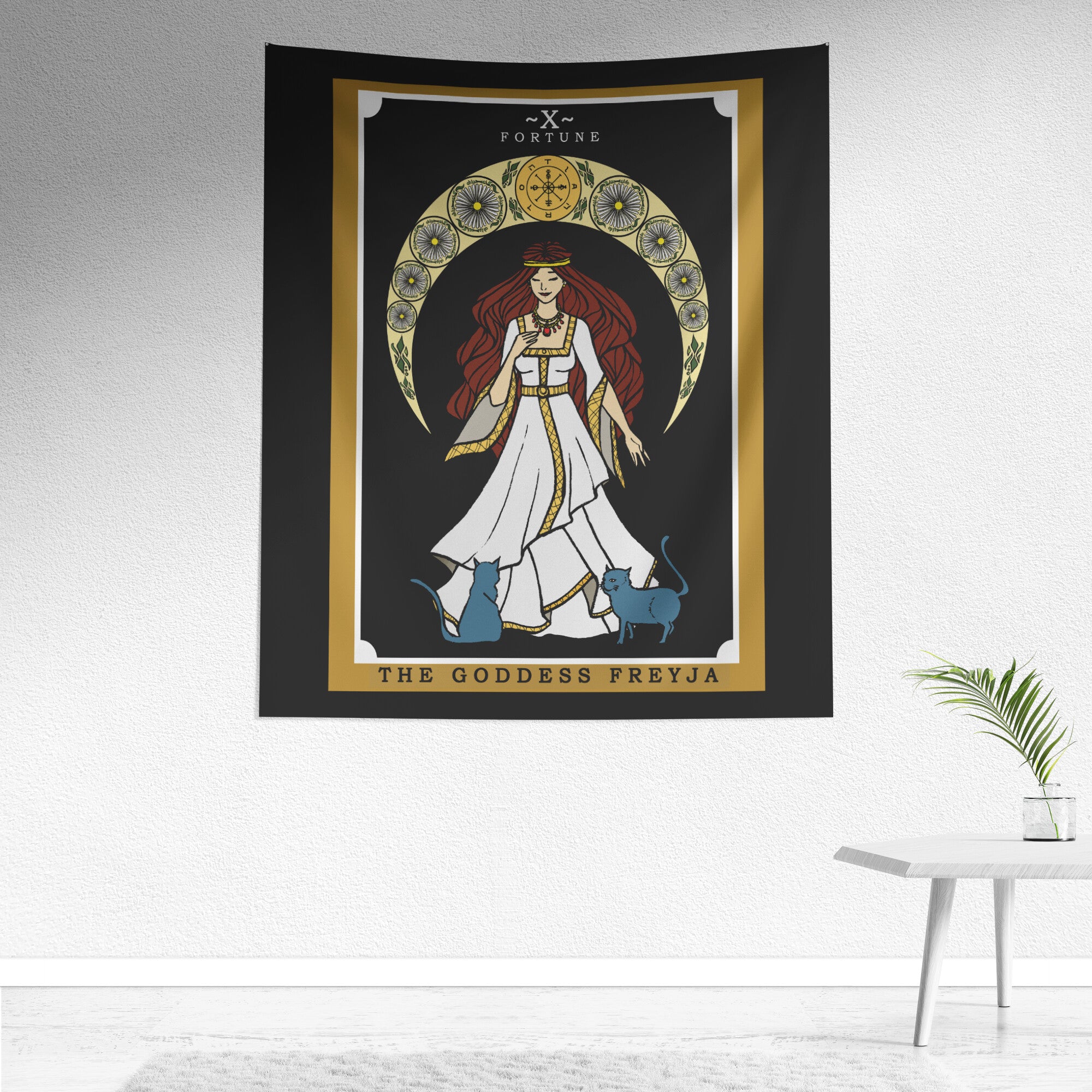 The Goddess Freyja In Tarot Card Tapestry (Color) – The Ghoulish Garb