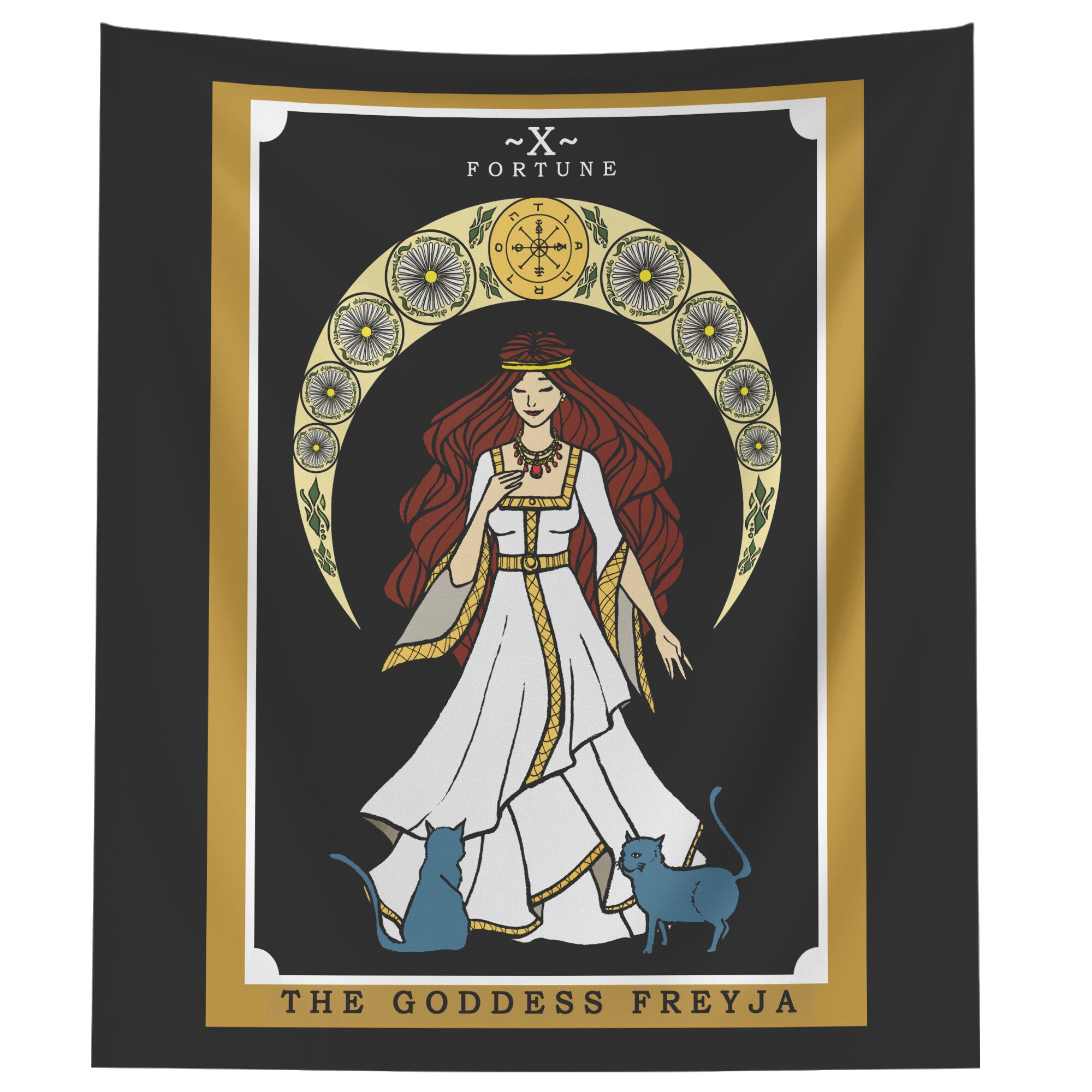 The Goddess Freyja In Tarot Card Tapestry (Color) – The Ghoulish Garb